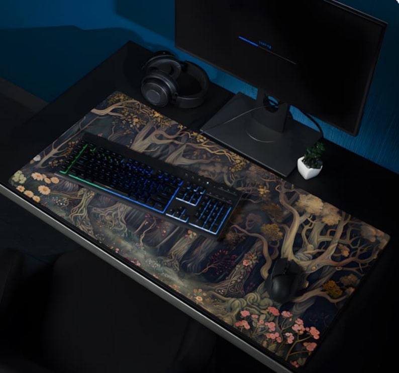 Floral Desk Mat, Cute Gaming Mouse Pad, Deskmat Nature, Forest ...