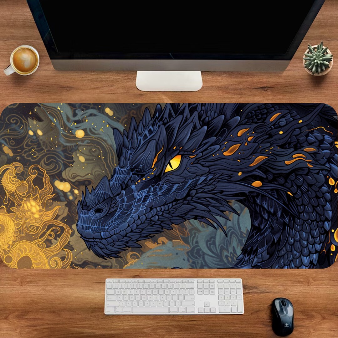 Japanese Dragon Mousepad, Gaming Desk Mat, Large Gaming Mouse Pad ...