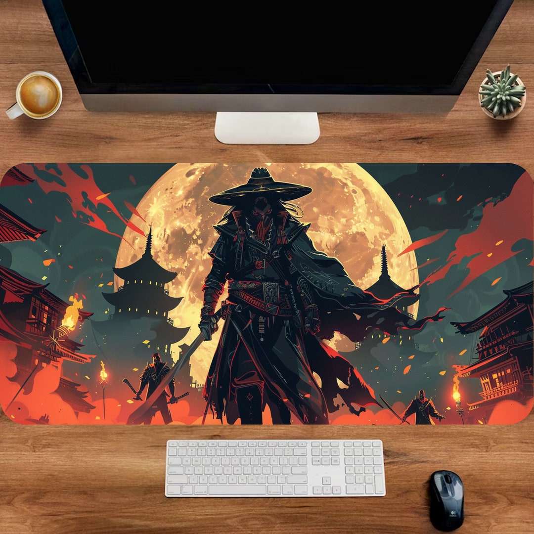 Japanese Samurai Mousepad, Gaming Desk Mat, Large Gaming Mouse Pad ...