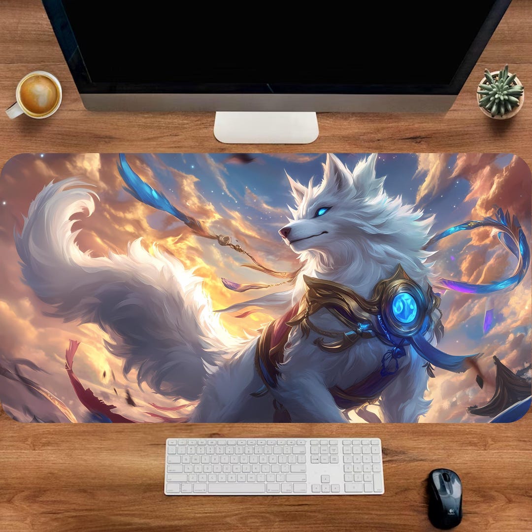 White Wolf Gaming Desk Pad, League of Legends Mouse Pad, Fantasy ...