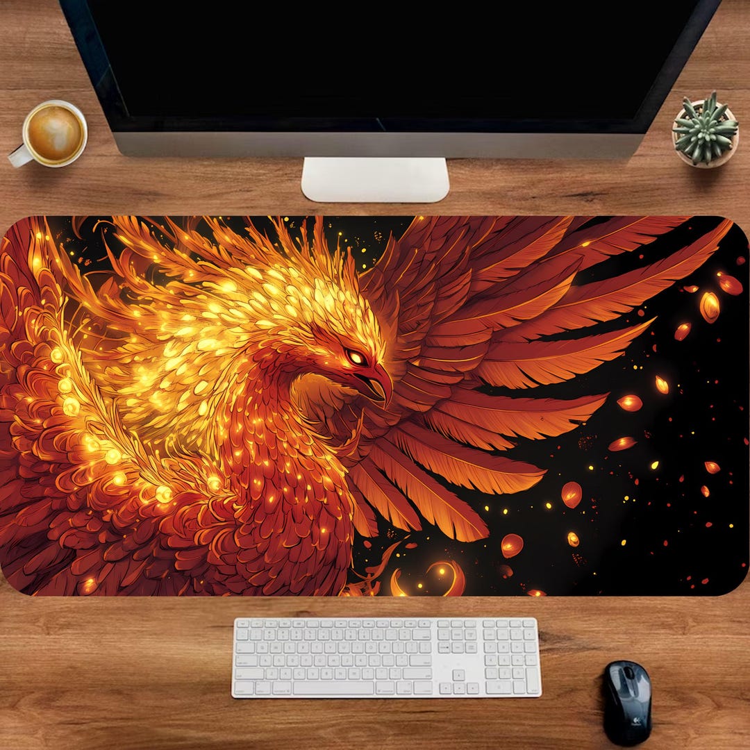 Phoenix Mouse Pad, Mythological Creature Deskmat, Phoenix Desk Mat ...