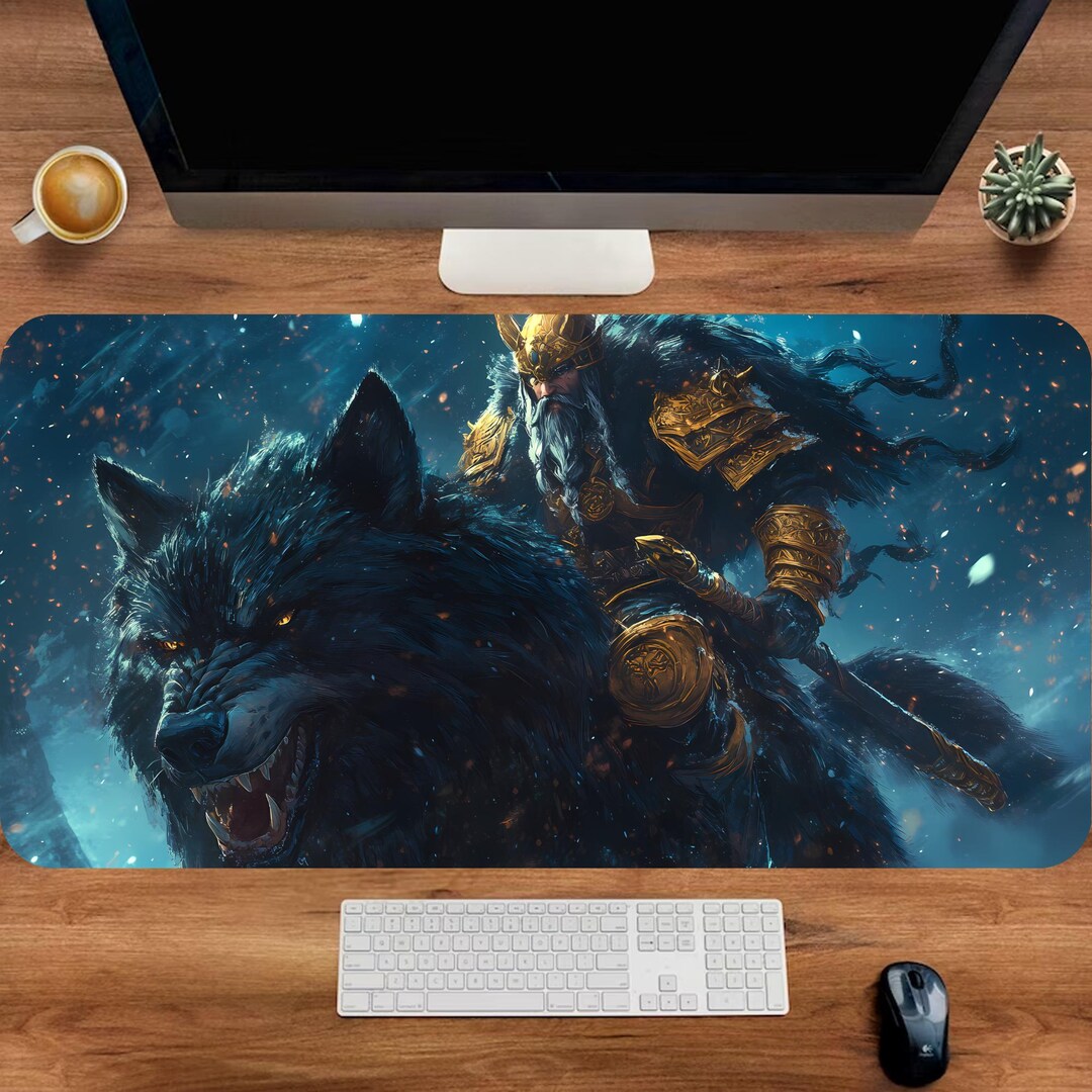 Viking Mouse Pad, League of Legends Mousepad, Black Wolf Gaming Desk ...