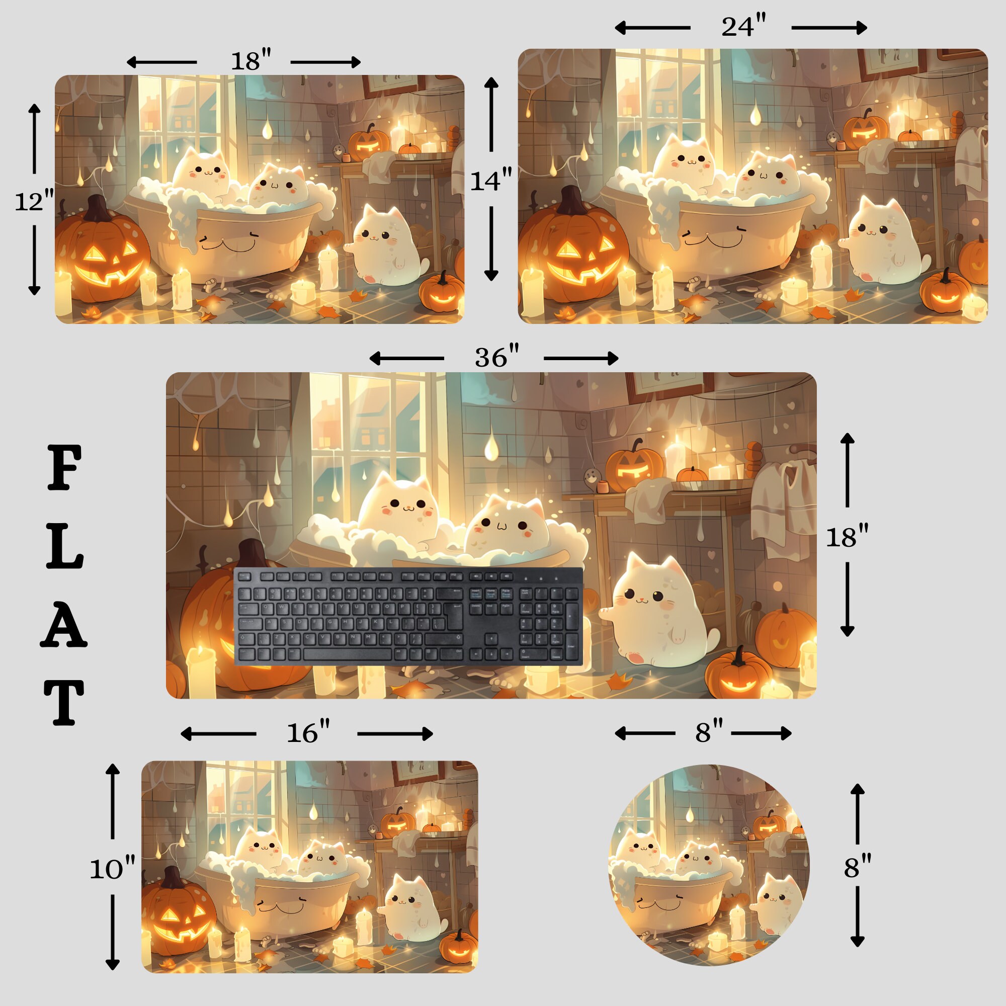 Spooky Ghost Cat Desk Mat, Cute Ghost Mouse Pad, Goth Deskmat ...