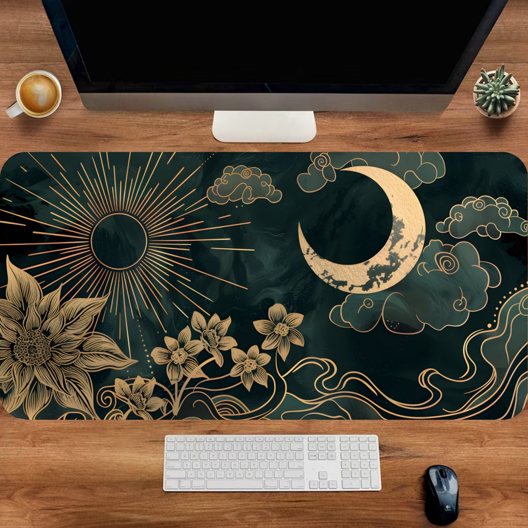 Floral Desk Mat, Cute Gaming Mouse Pad, Celestial Large Deskmat, Flower ...