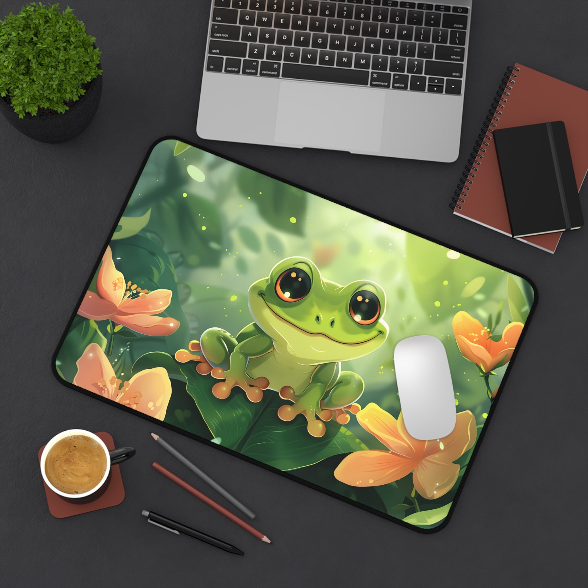 Cute Frog Desk Mat, Frog Playmat, Kawaii Gaming Mouse Pad, Animal Desk ...