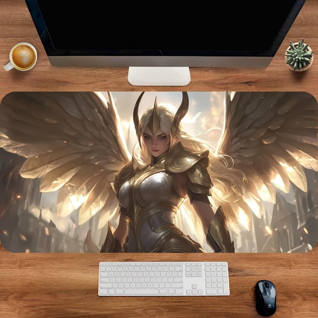 White Angel Gaming Desk Pad, League of Legends Mouse Pad, Mythical ...