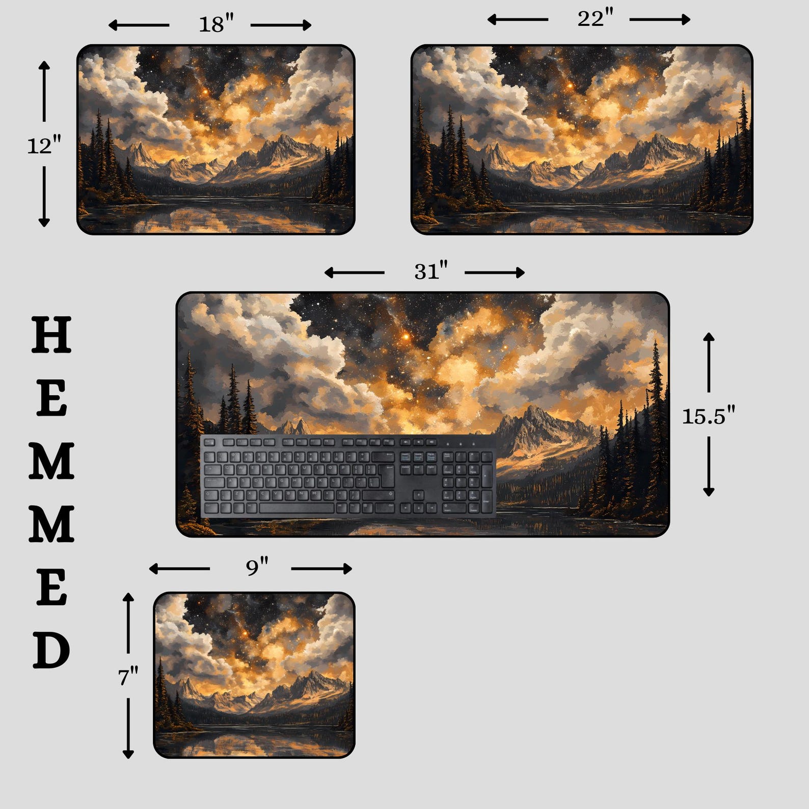 Mountain - Landscape Mouse Pad, Forest Deskpad, Gold Cloud Mousepad ...