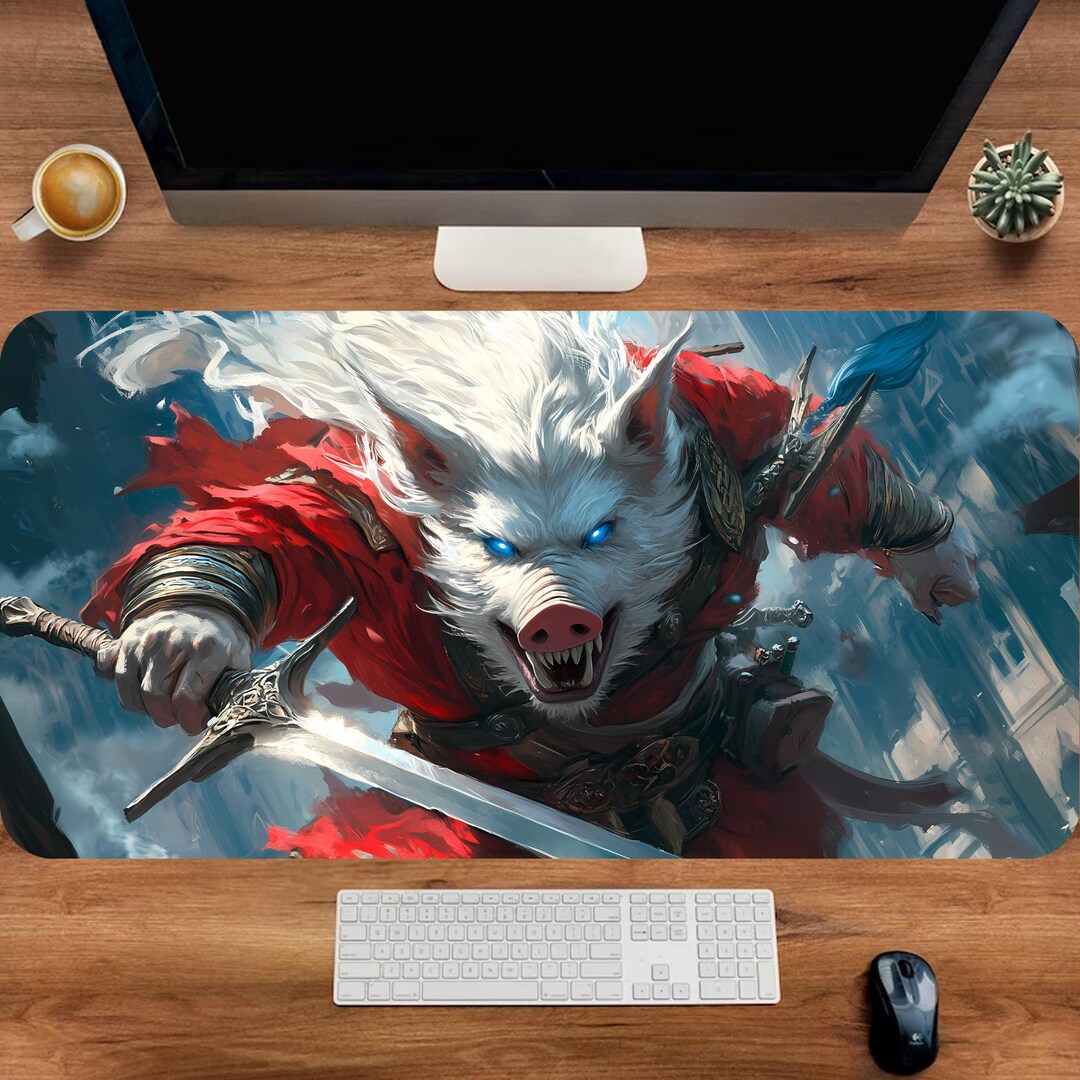 Boar Warrior Commander Playmat, Fantasy Anime Mousepad, Animal Mouse ...