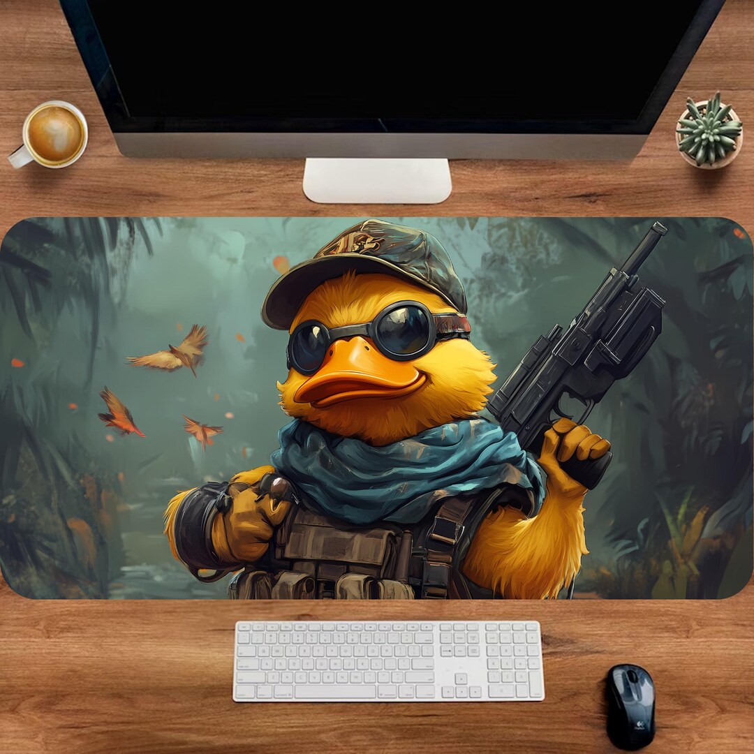 Yellow Duck Mouse Pad, Cute Duck Desk Mat, Bird Deskmat, Soldier ...