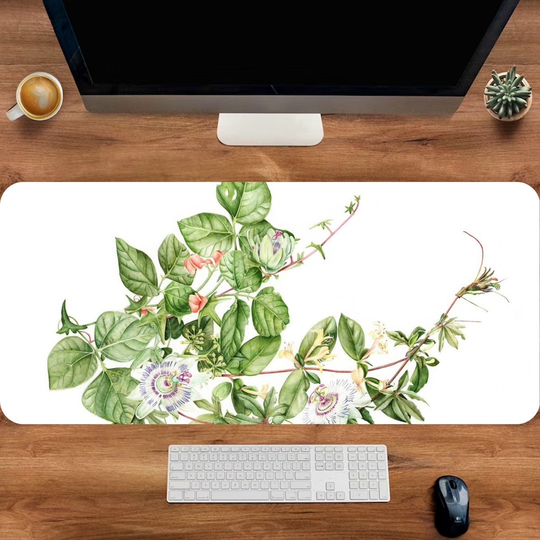 Botanical Plant Desk Mat, Floral Deskmat, Large Gaming Mouse Pad ...