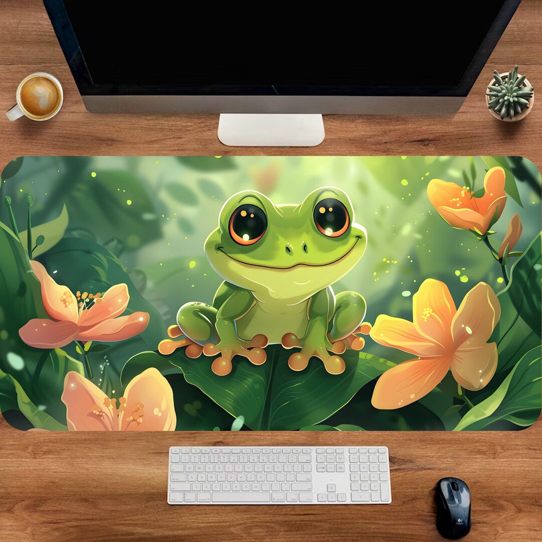 Cute Frog Desk Mat, Frog Playmat, Kawaii Gaming Mouse Pad, Animal Desk ...