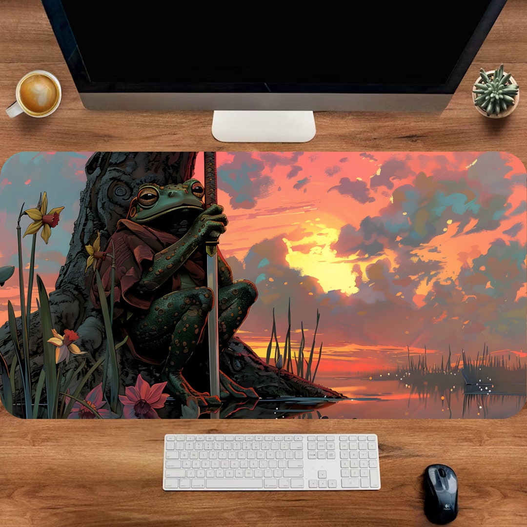 Cute Frog Desk Mat, Animal Deskmat, Aesthetic Desk Mat, Anime Gaming ...