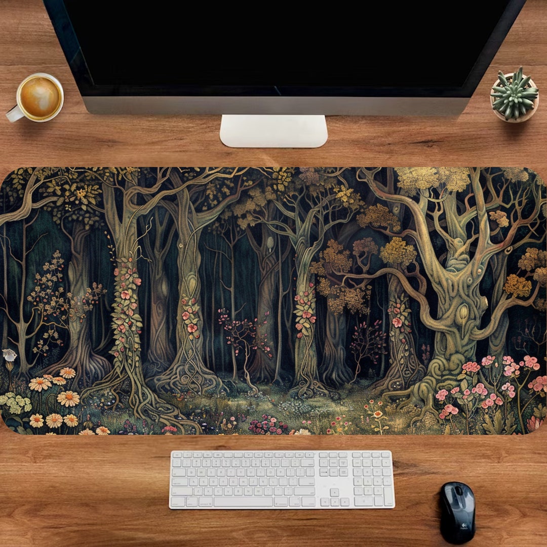 Floral Desk Mat, Cute Gaming Mouse Pad, Deskmat Nature, Forest ...