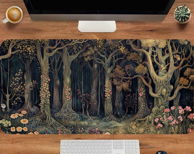 Floral Desk Mat, Cute Gaming Mouse Pad, Deskmat Nature, Forest ...