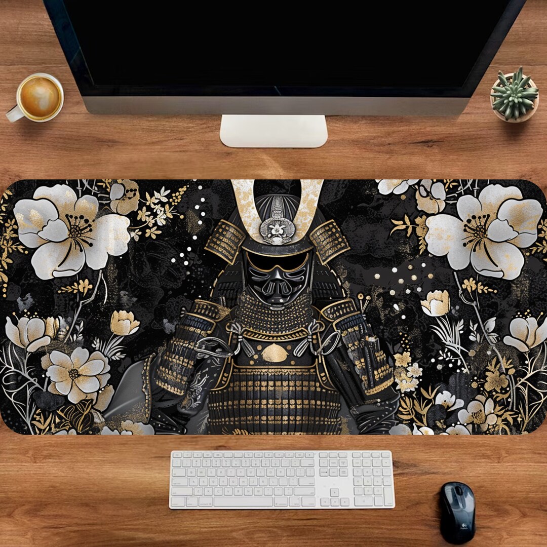Samurai Art Mouse Pad, Japanese Mouse Pad, Black and White Desk Mat ...