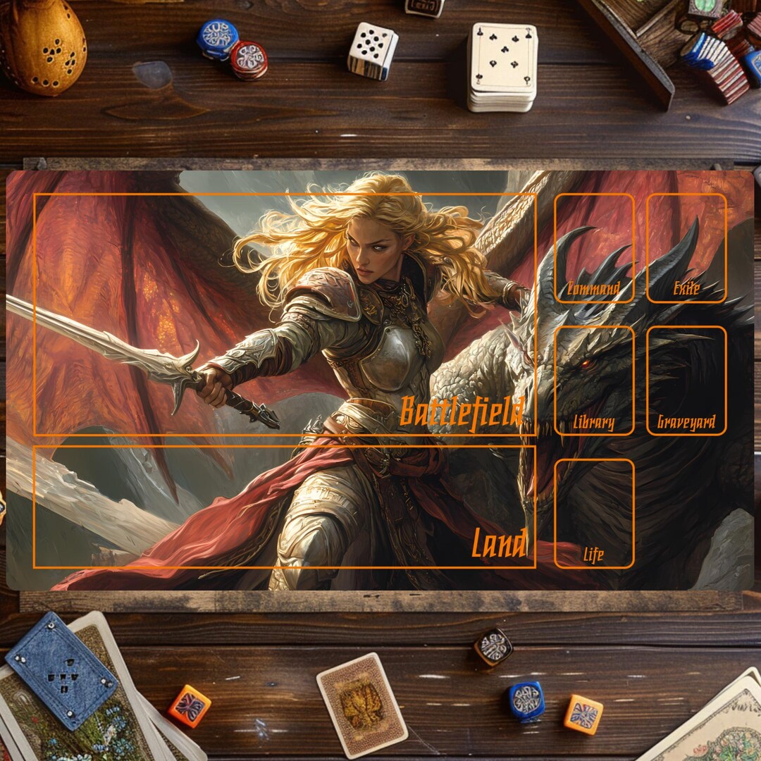 Dragon Mat, Knight Magic Playmat, Magic the Gathering Play Mat, Card ...