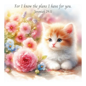 Clipart Watercolour Kitten Bible Verses Clipart for Cat Lover Kitten ...