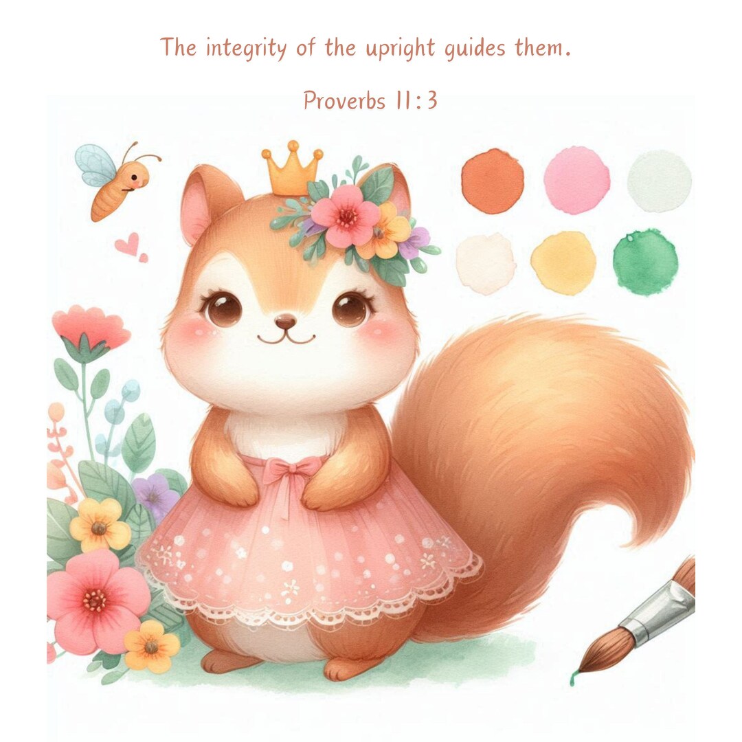 Clipart Watercolor Squirrel Inspirational Bible Verses Instant Download ...