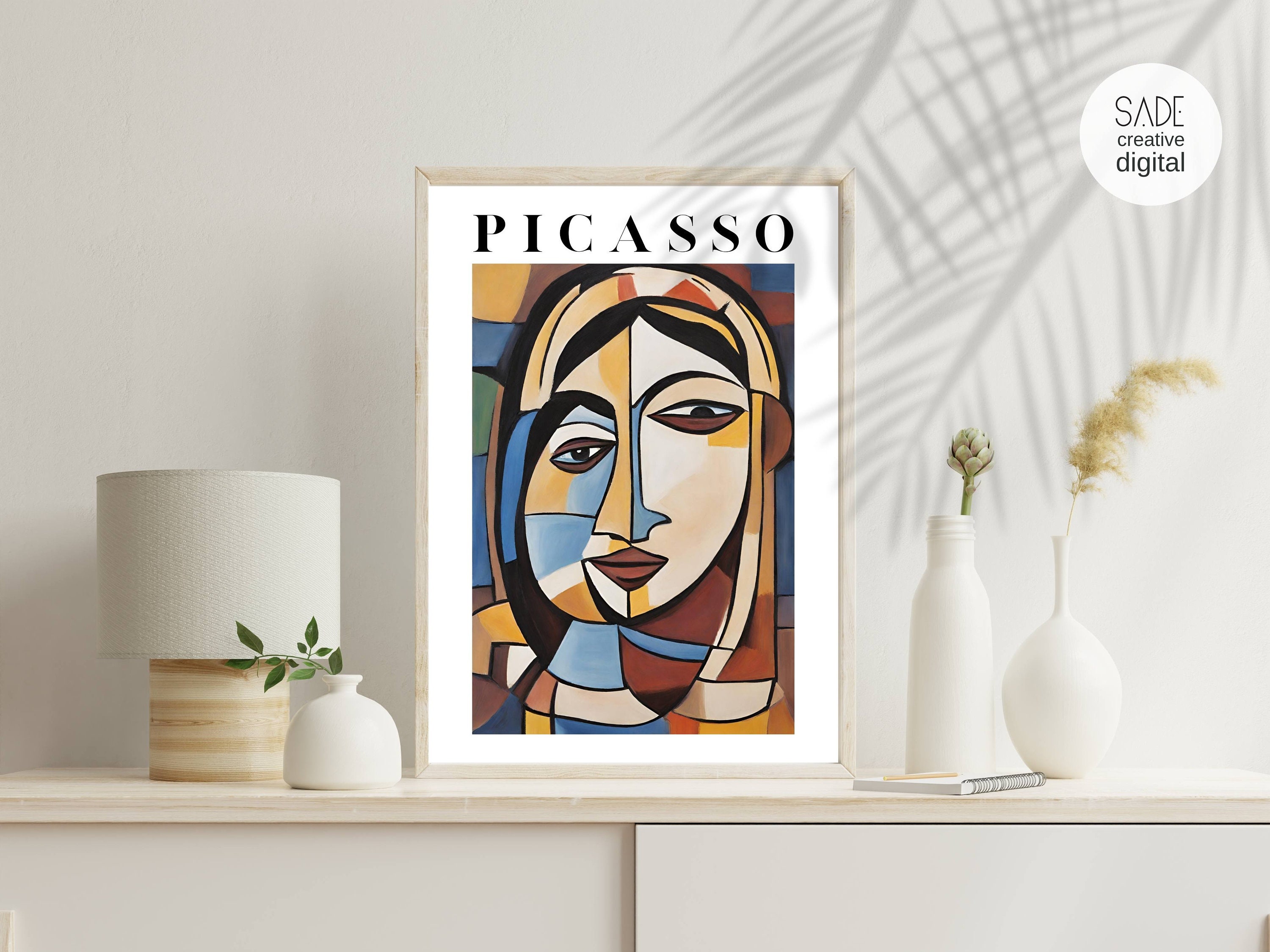 Picasso Style Digital Printable Face Wall Art - Colorful Picasso ...