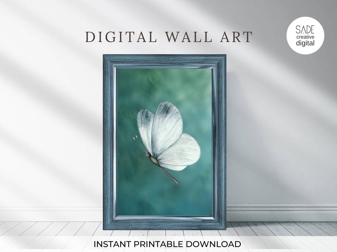 Butterfly Digital Art Printable - Digital Blue Wall Art Decor - Nature ...