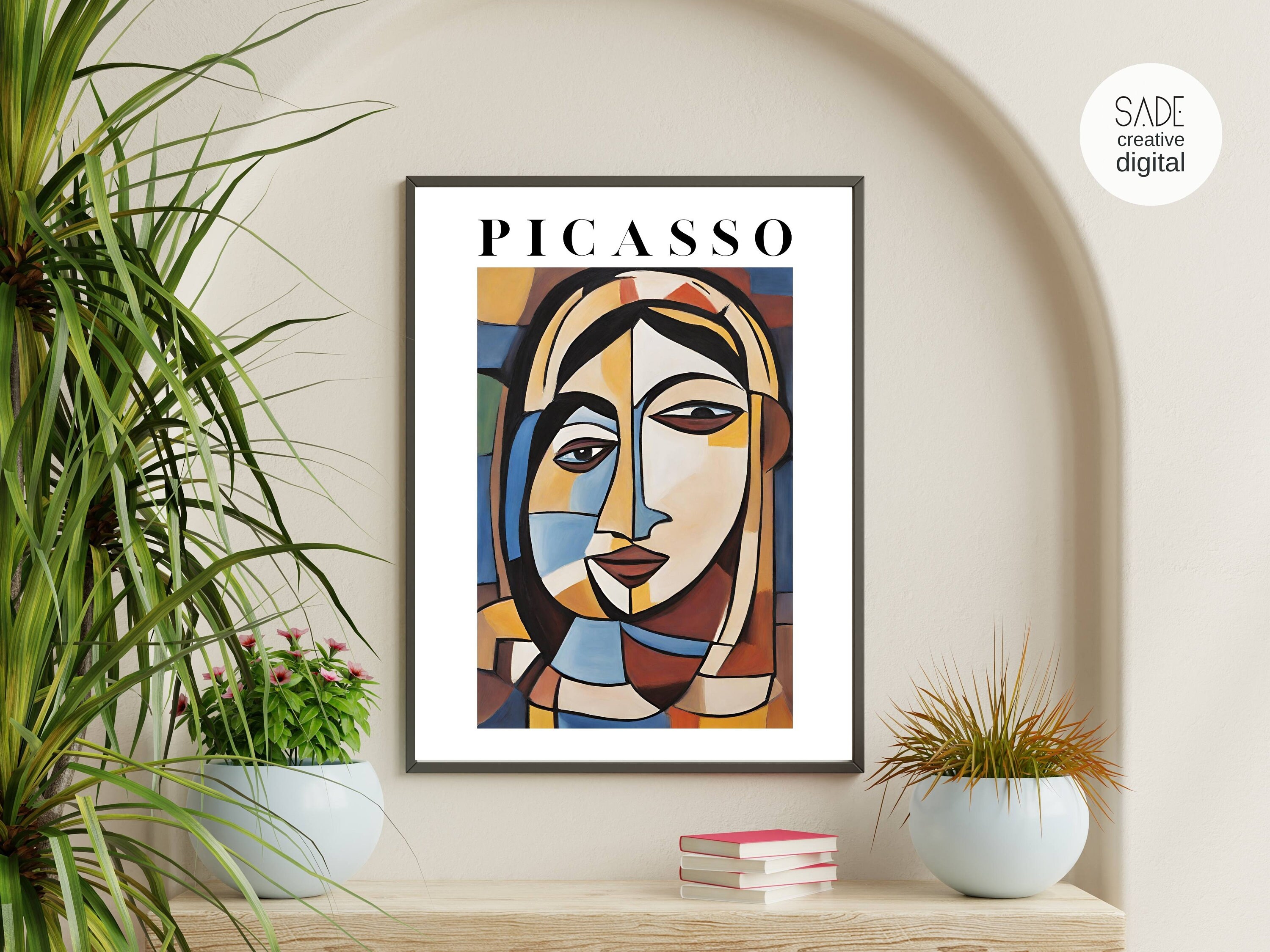 Picasso Style Digital Printable Face Wall Art - Colorful Picasso ...