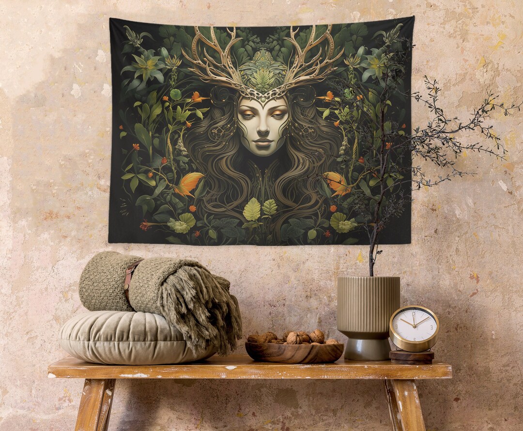 Witchy Tapestry Forest Goddess Gothic Tapestry Wiccan Tapestry Witchy ...