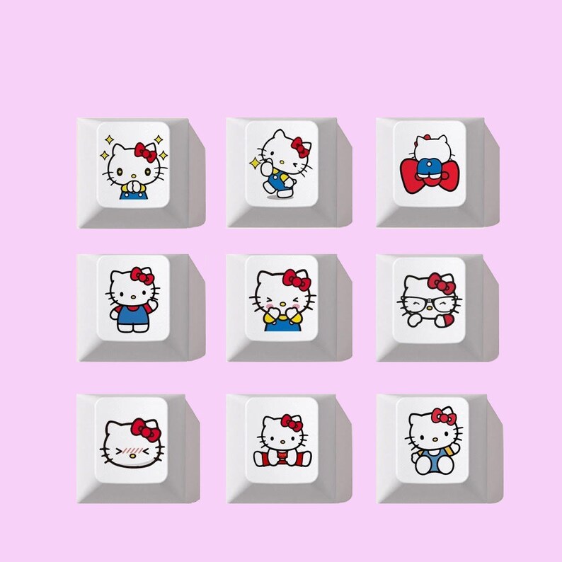Hello Kitty Sanrio Friends PBT Key Cap, Cherry R4 Profile, 1U Size ...