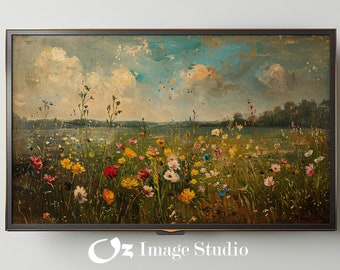 Samsung Frame TV Art, Spring Wildflower Field, Flower Meadow, Warm Tone ...
