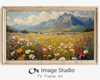 Samsung Frame TV Art, Spring Wildflower Field, Flower Meadow, Warm Tone ...
