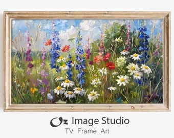 Samsung Frame TV Art, Spring Wildflower Field, Flower Meadow, Warm Tone ...