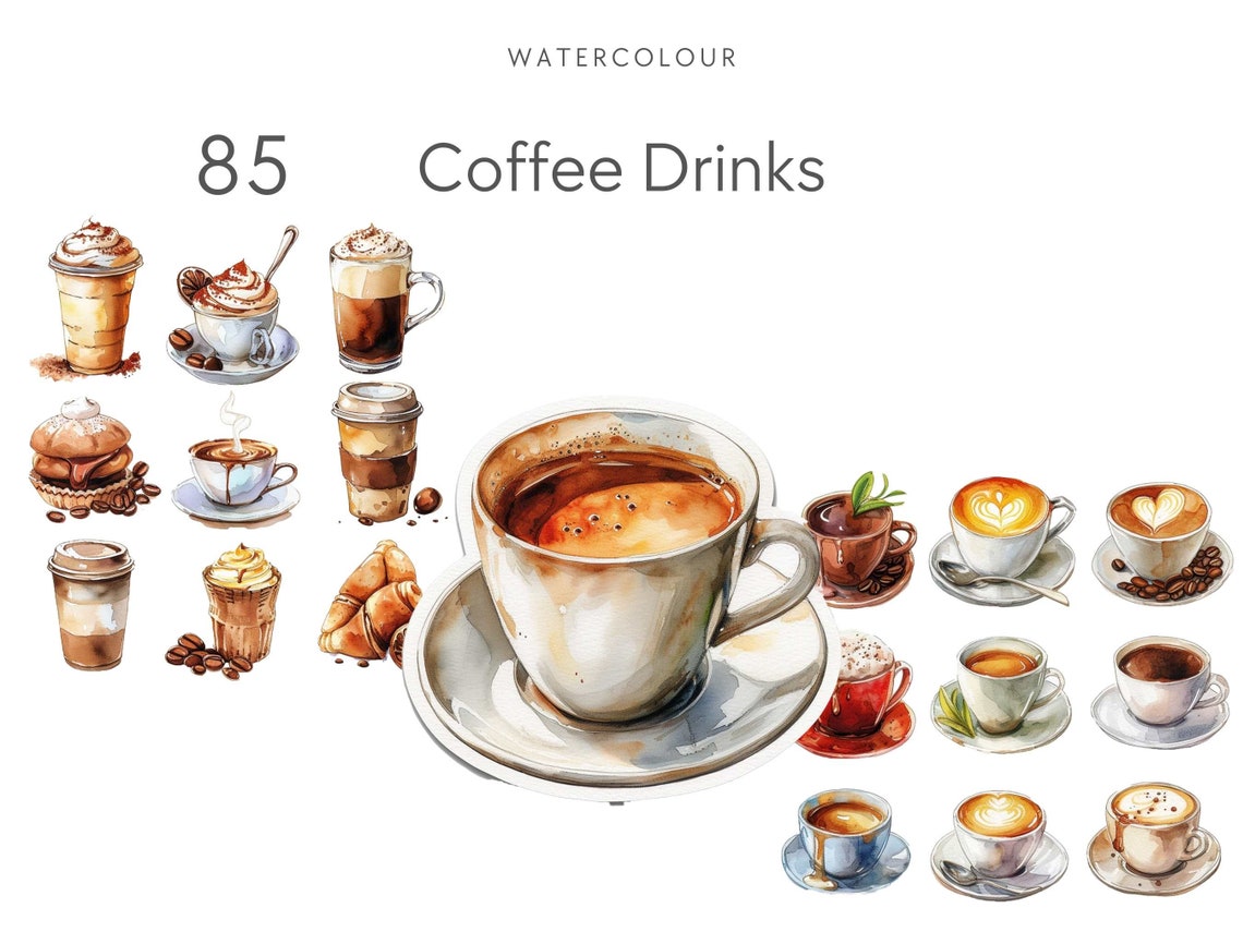 Coffee Drink Clipart Digital, Espresso Clip Art Overlays Instant ...