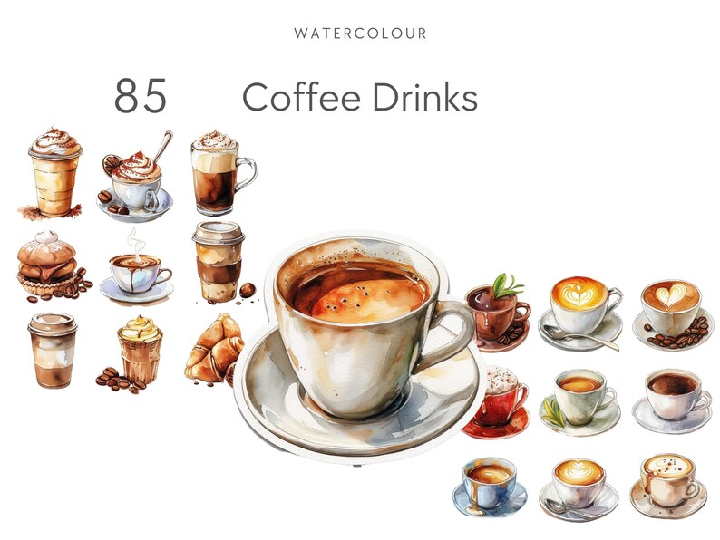 Coffee Drink Clipart Digital, Espresso Clip Art Overlays Instant ...