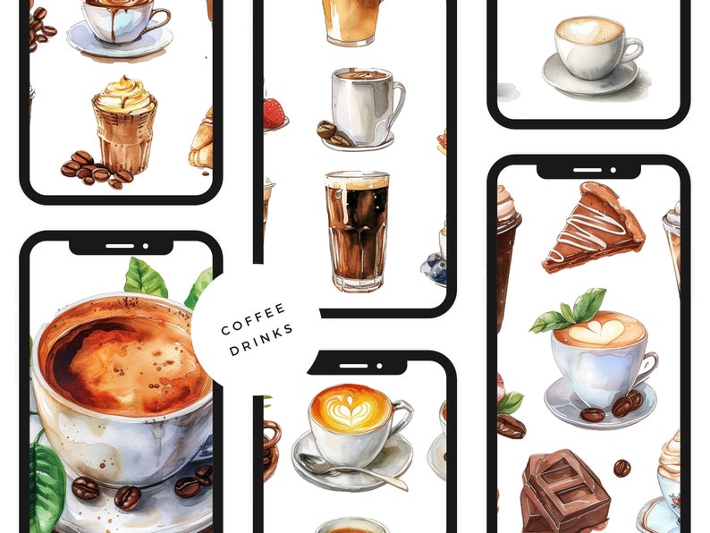 Coffee Drink Clipart Digital, Espresso Clip Art Overlays Instant ...