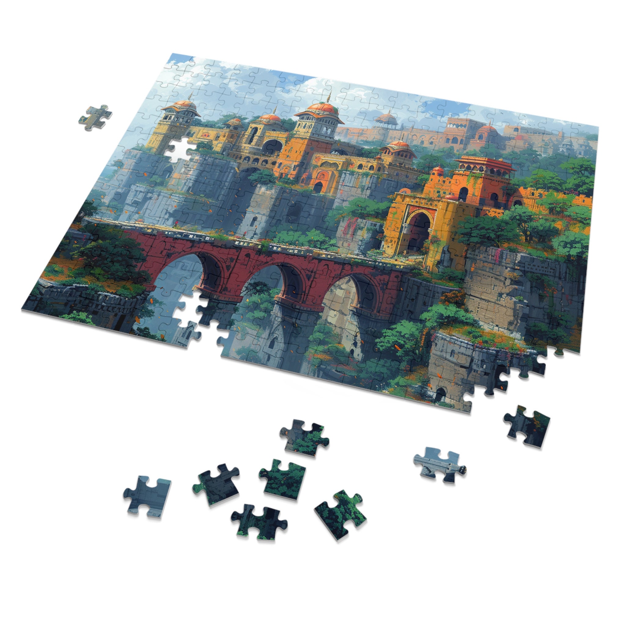Jigsaw Puzzle Medieval City Colourful 1000-piece Medieval City Jigsaw ...