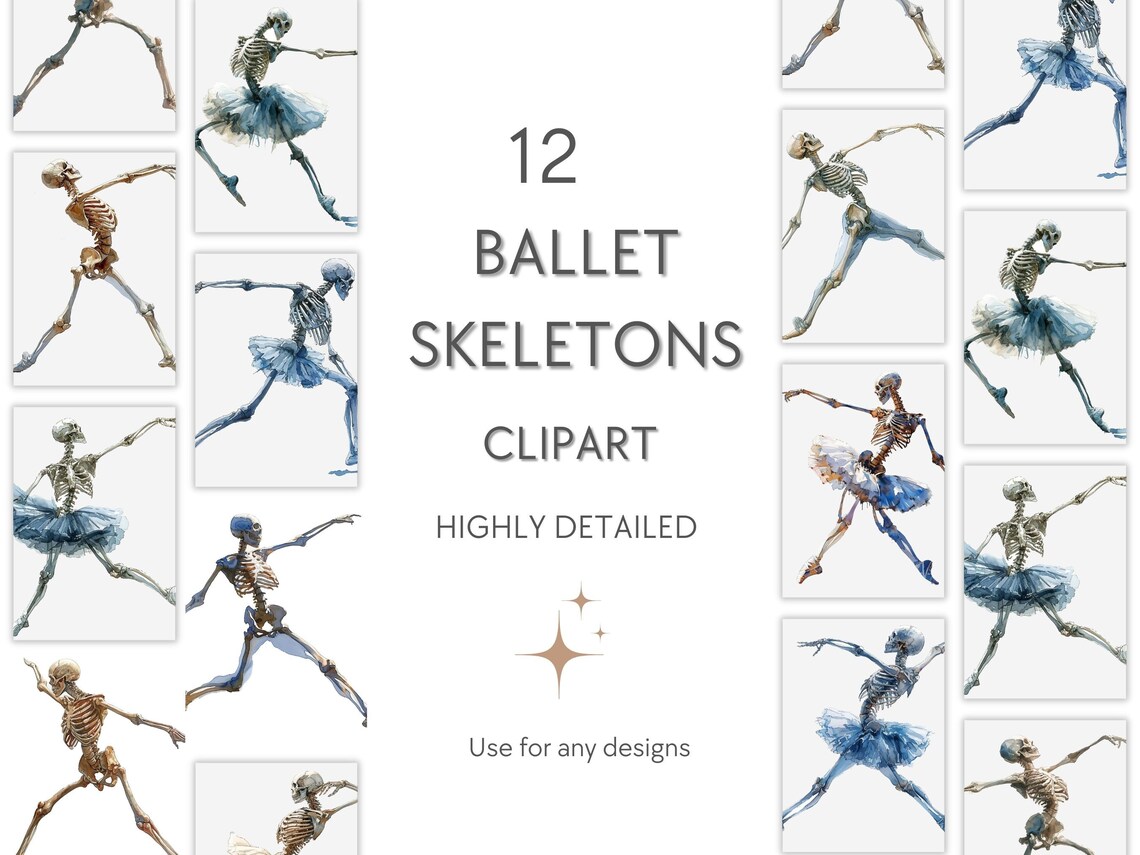 Ballet Dancer Skeleton Clipart Halloween Clipart Cute Skeleton Clipart ...