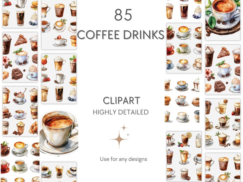 Coffee Drink Clipart Digital, Espresso Clip Art Overlays Instant ...