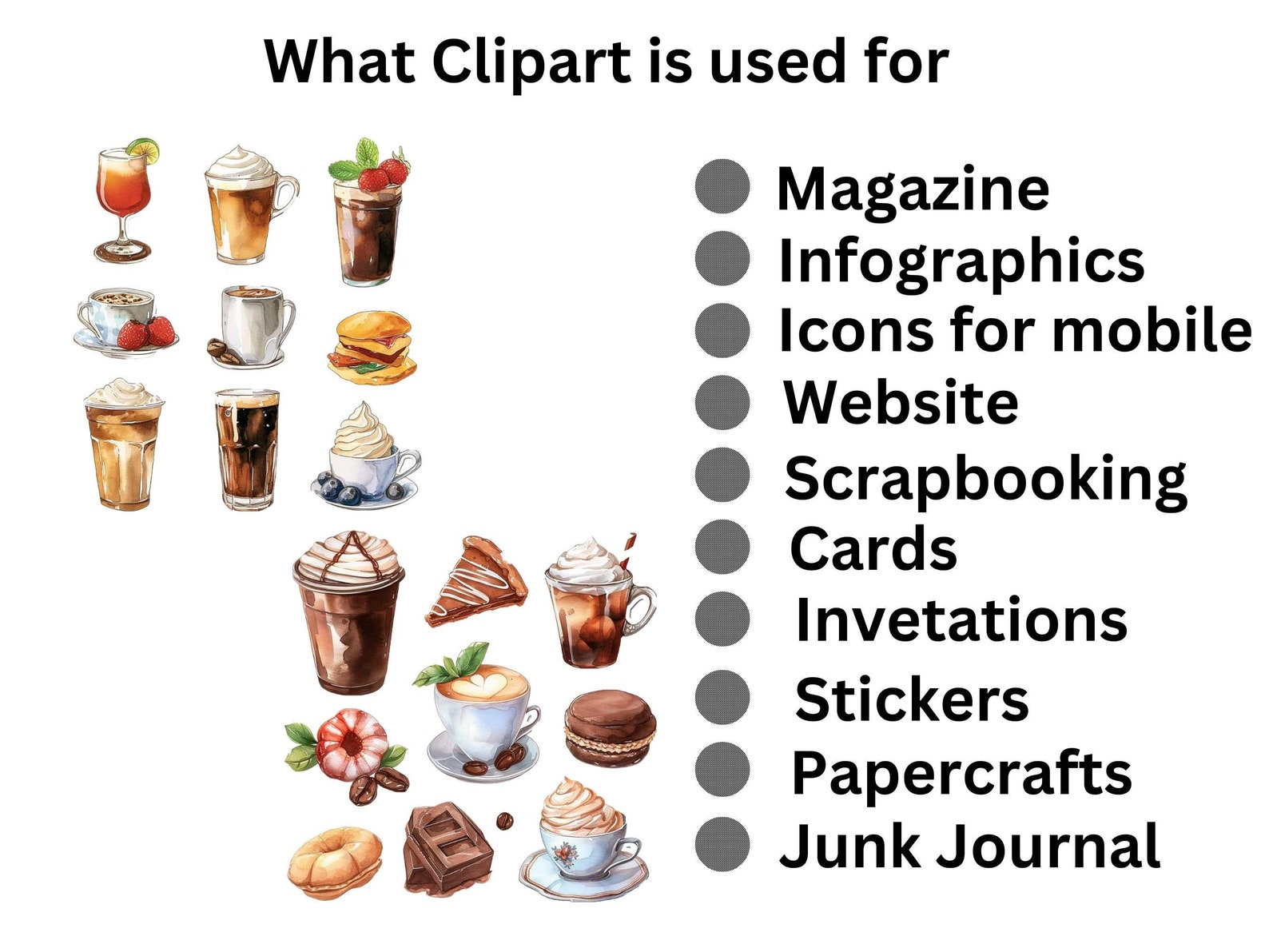 Coffee Drink Clipart Digital, Espresso Clip Art Overlays Instant ...