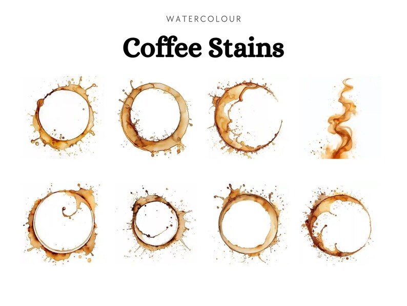 Coffee Stains Clipart SVG PNG Digital Coffee and Espresso Clip Art Ring ...