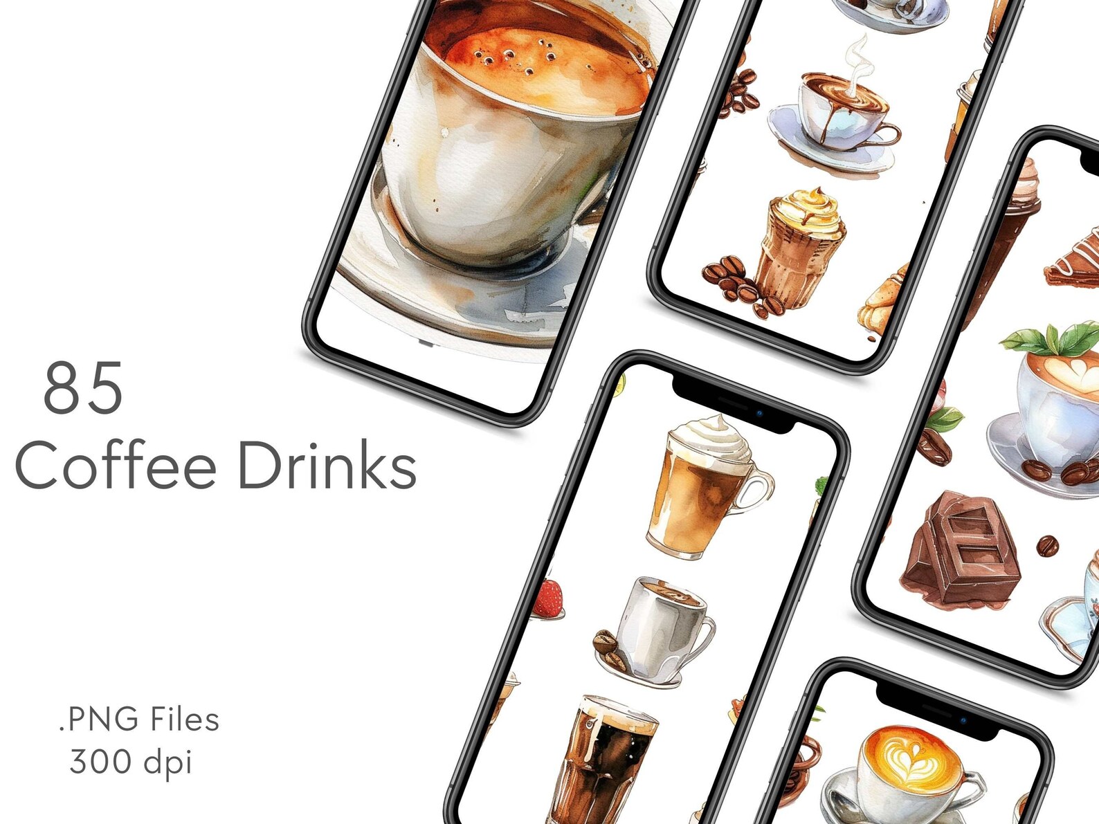 Coffee Drink Clipart Digital, Espresso Clip Art Overlays Instant ...