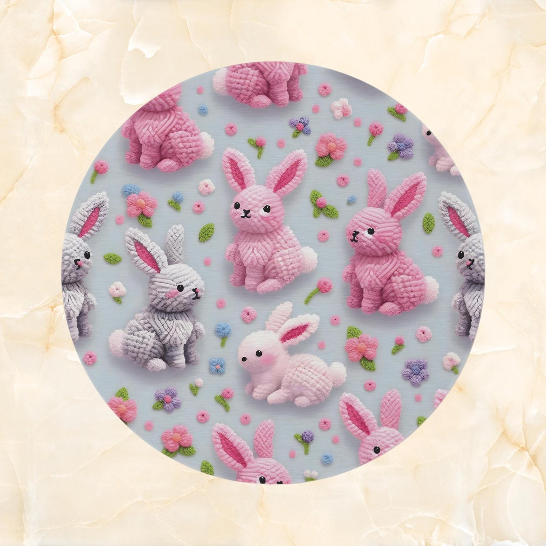 Rabbit Round Rug, Animal Theme Circular Carpet, Cute Bunny Design for ...