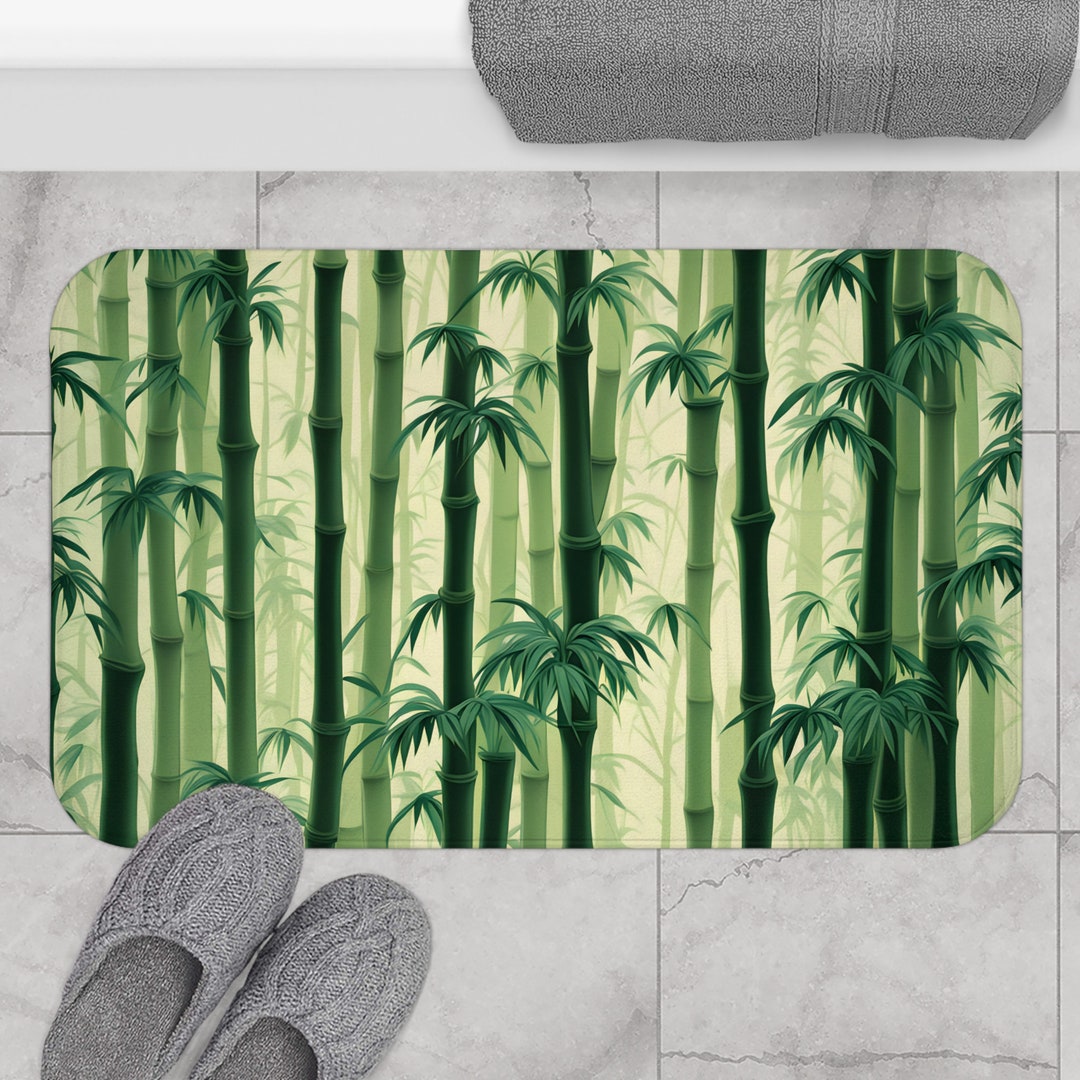 Bamboo Tree Tropical Forest Bath Mat, Bathroom Accessories, Kitchen Mat ...