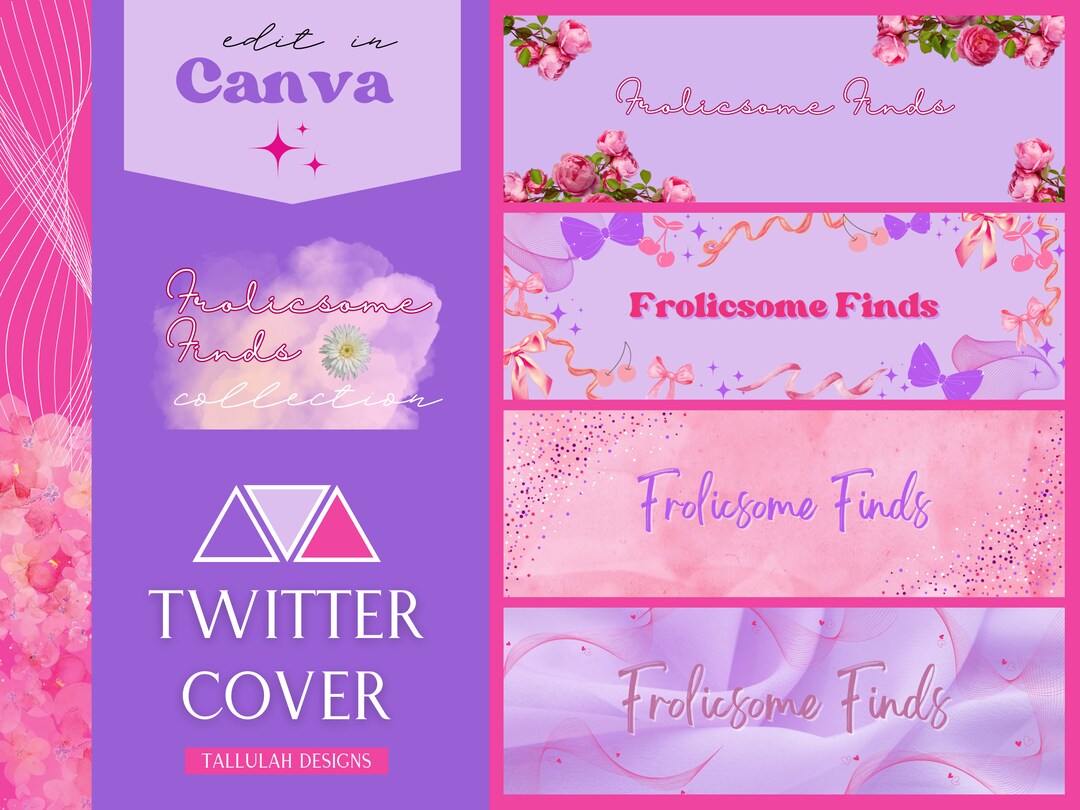 Pink and Purple-themed Twitter Cover Canva Templates - Social Media ...