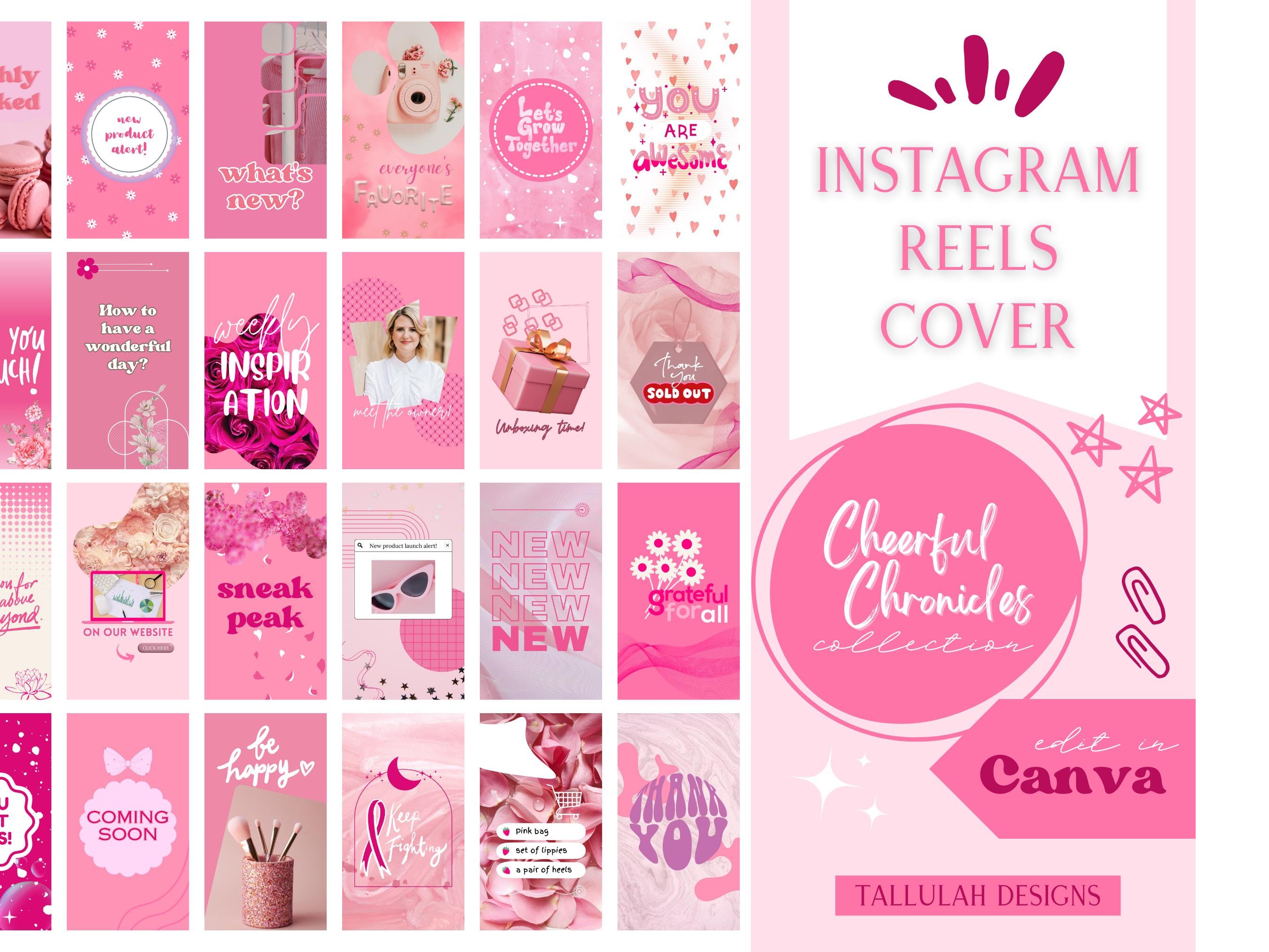 Pink Instagram Reels Cover Canva Templates, Instagram Reels, 50 ...