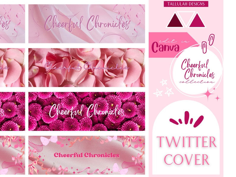 Pink Themed Twitter Cover Canva Template, Soft Pink Social Media Banner ...