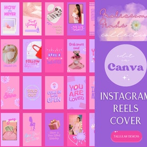 Pink and Purple - Themed Instagram Reels Cover Canva Templates, 50 ...