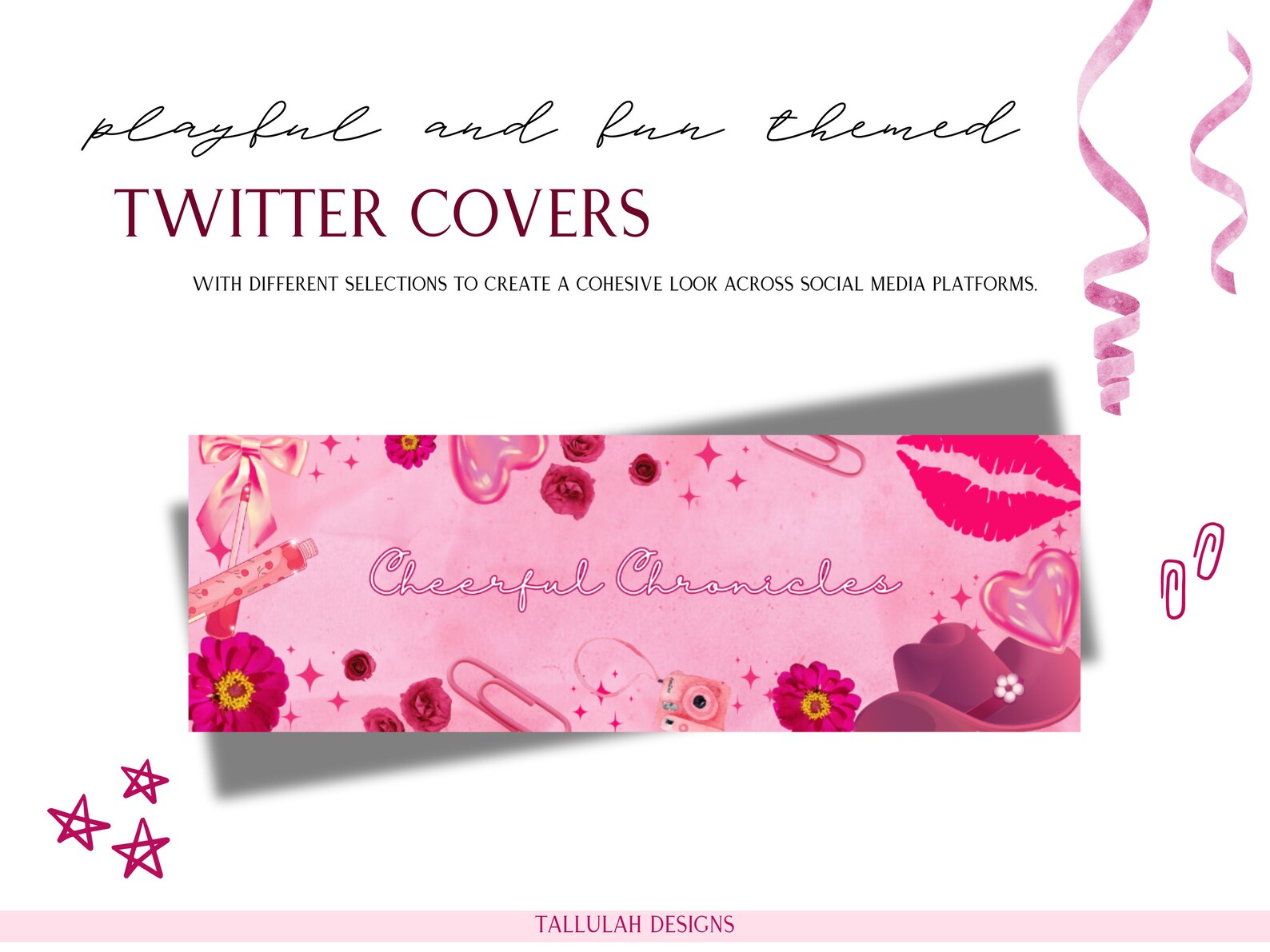 Pink Themed Twitter Cover Canva Template, Soft Pink Social Media Banner ...
