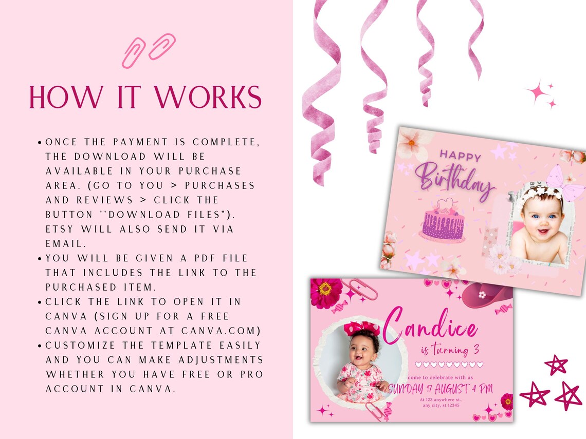 Soft Pink Invitation Card Canva Templates, Cute Backgrounds Card ...