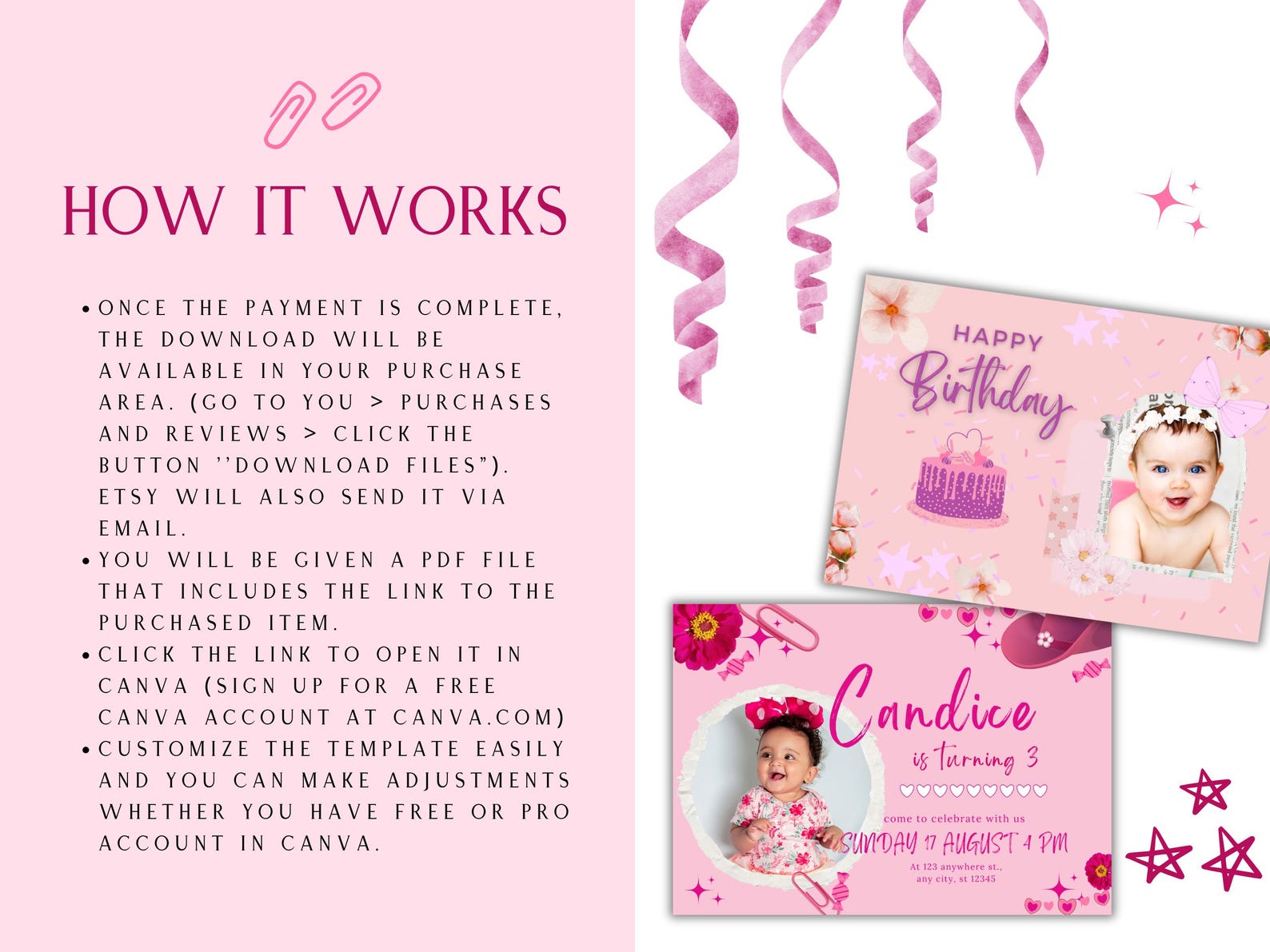 Soft Pink Invitation Card Canva Templates, Cute Backgrounds Card ...