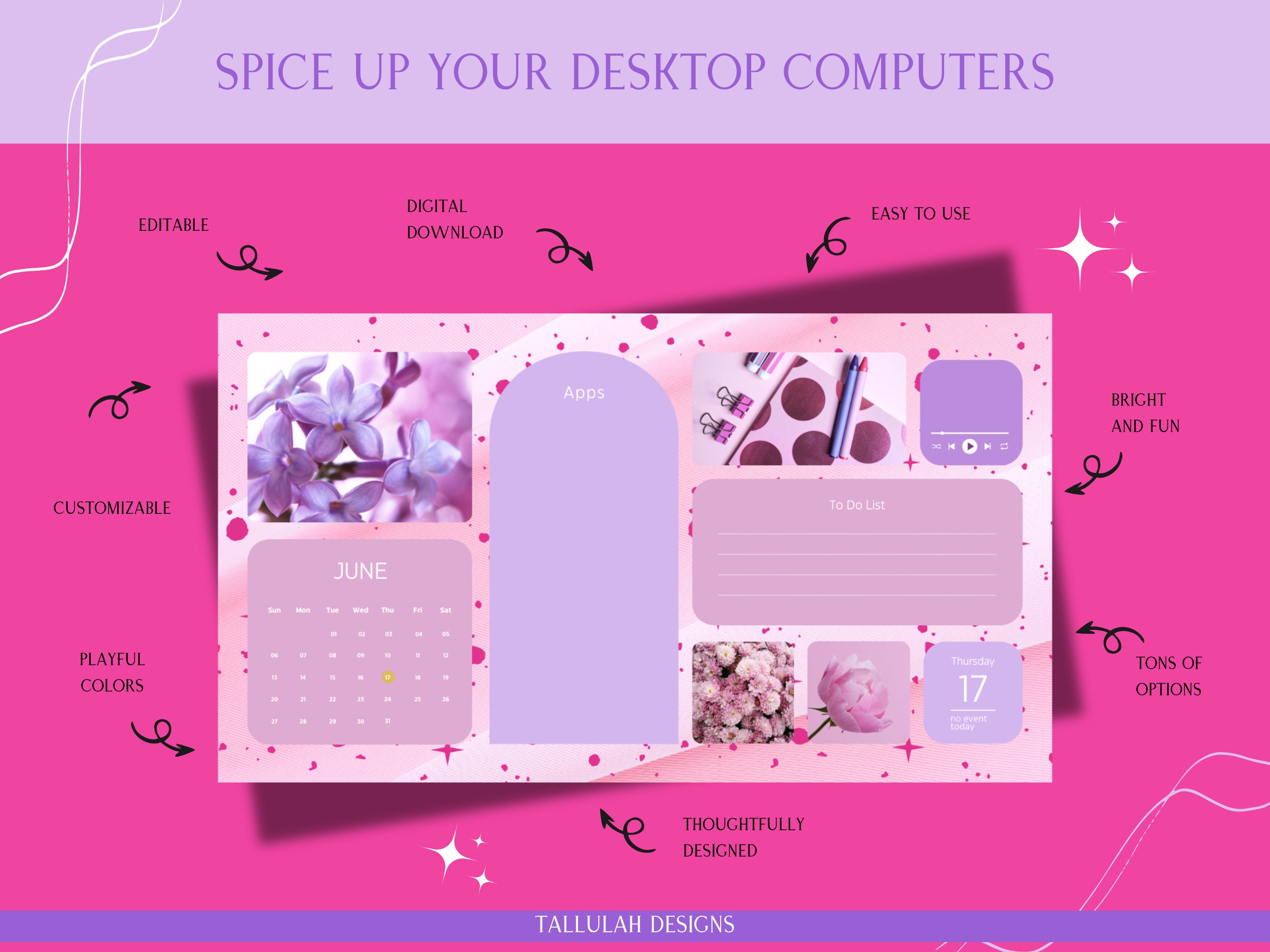 Purple and Pink Themed Desktop Wallpaper Templates - Laptop Wallpaper ...