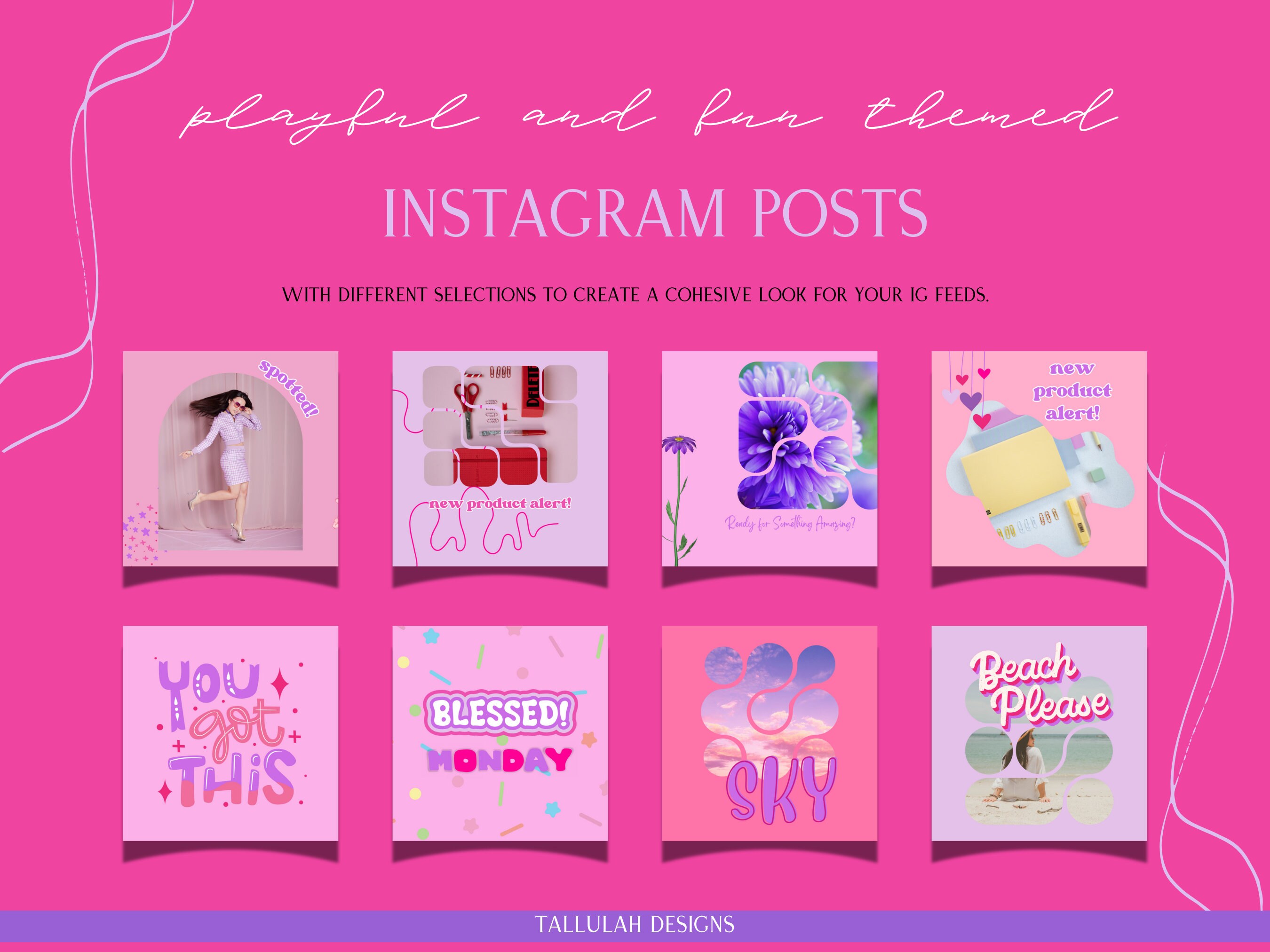 Purple & Pink Instagram Post Canva Templates - 50 Instagram Post ...
